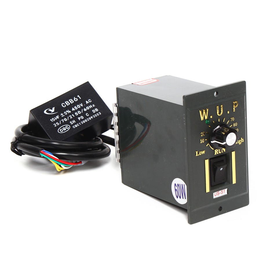 60W 110V AC Gear Motor Electric Variable Speed Controller Single-phase ...
