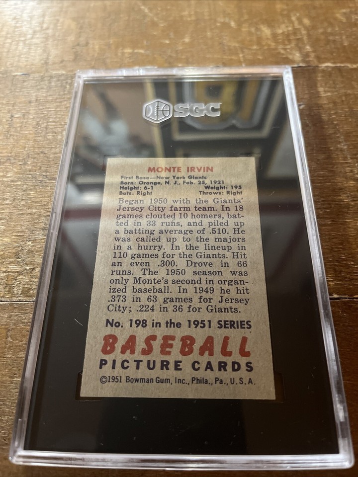 1951 Bowman Monte Irvin #198 SGC 5. Rookie | eBay