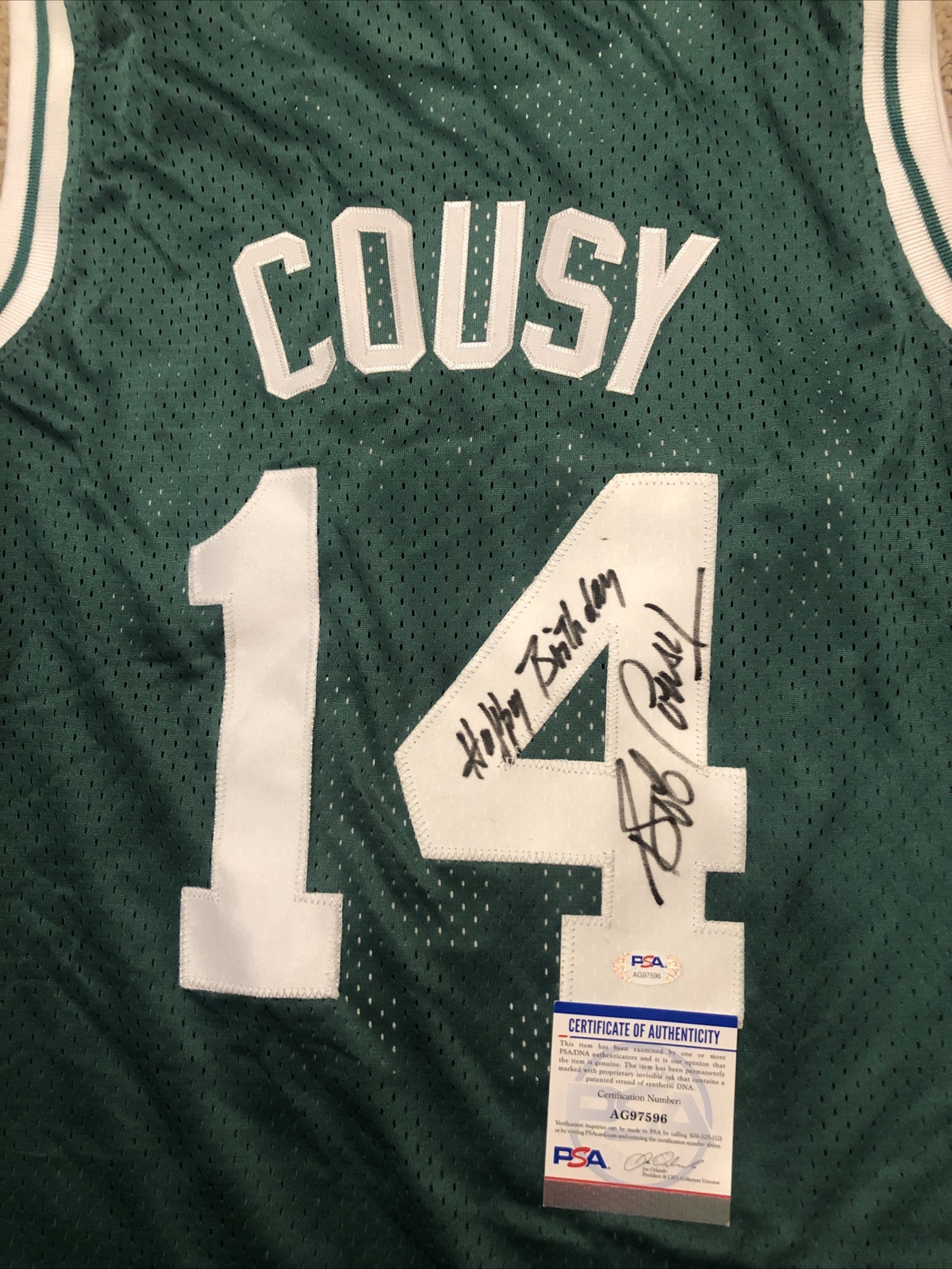BOSTON CELTICS- BOB COUSY SIGNED AUTOGRAPH JERSEY PSA DNA COA HOF RARE ...