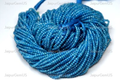 12 Inch Strand 100% Natural Neon Apatite Faceted Rondelles Beads Size-2 ...