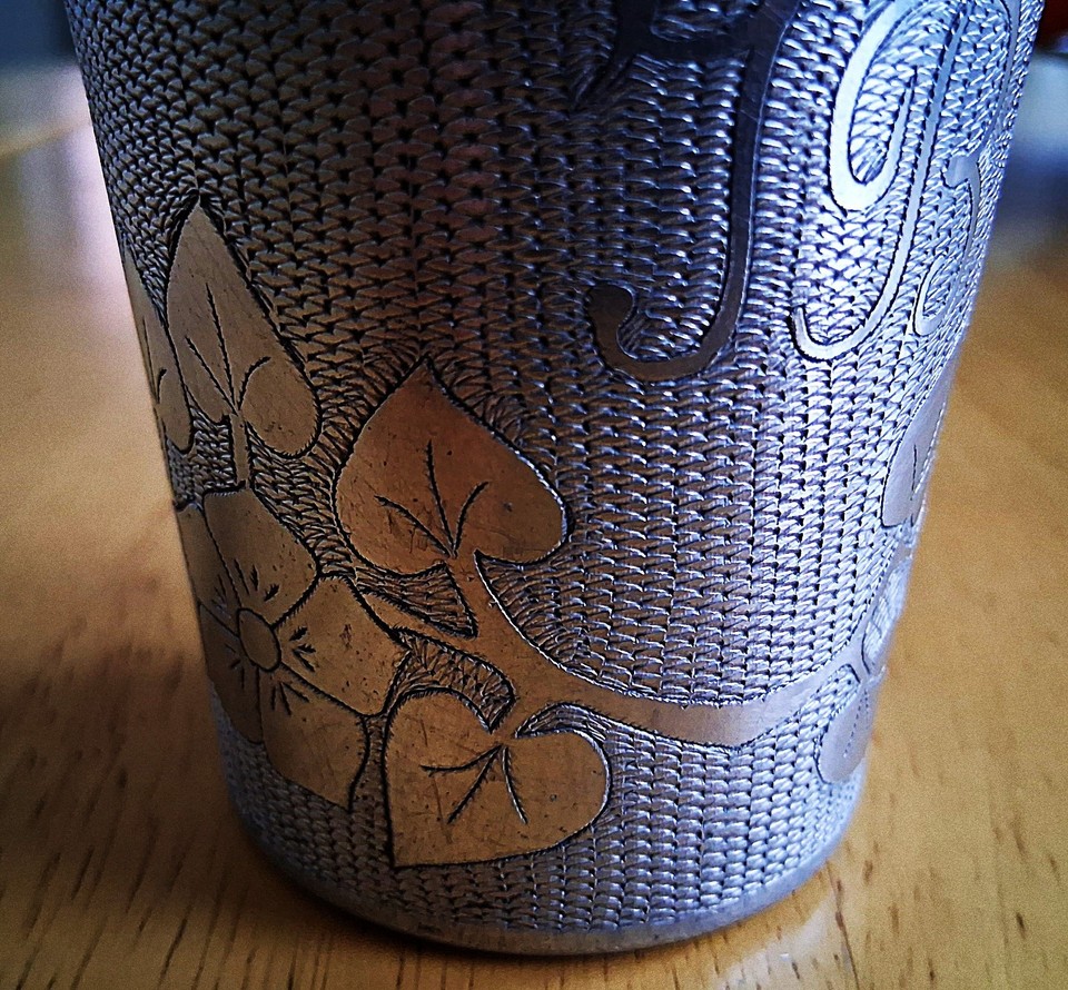 WW1 Trench Art: cup/timbale: finely engraved with floral design ...