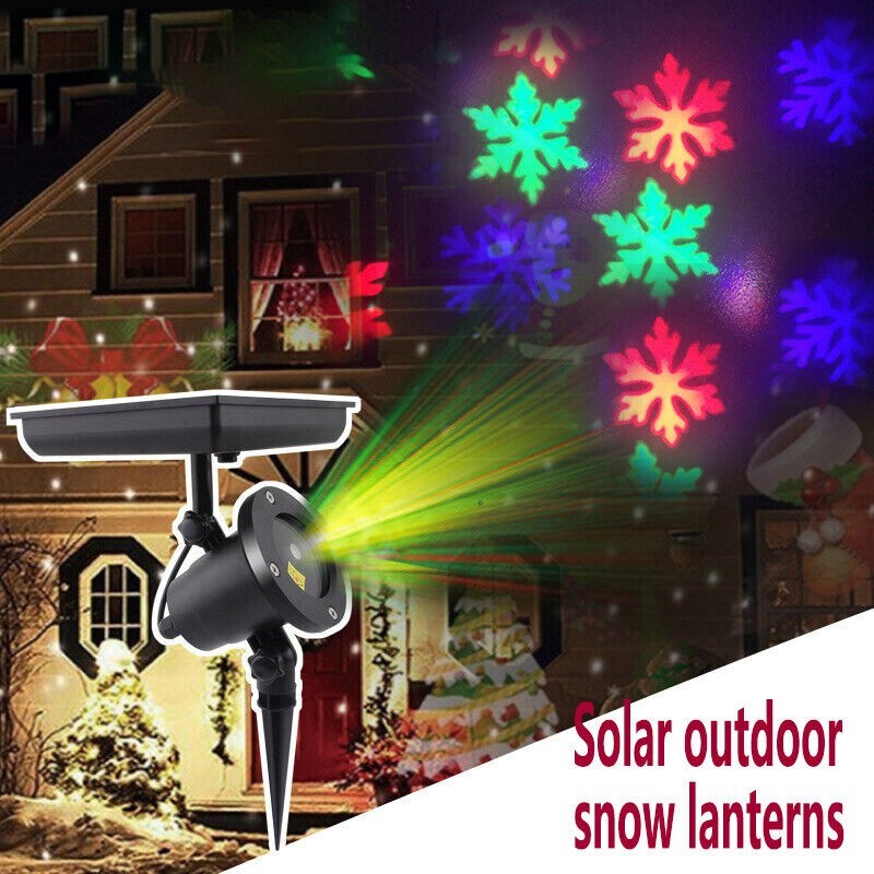 Christmas Solar Powered LED Projector Light Snowflakes Party Decor ...