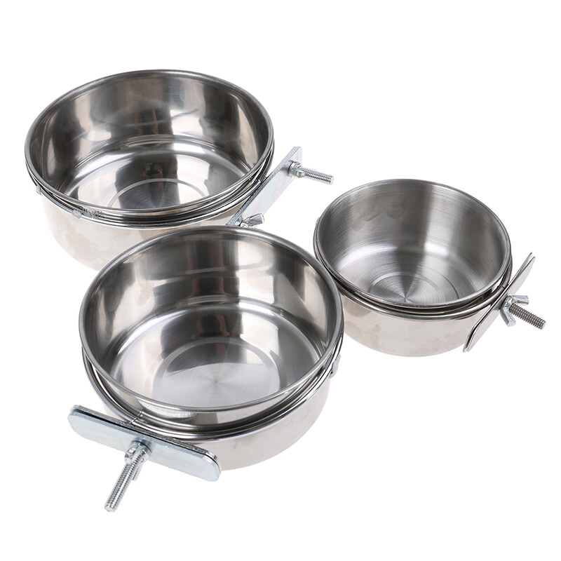 Pet Hanging Bowl Stainless Steel Dog &Cat Feeding Food Bird Water Dish ...