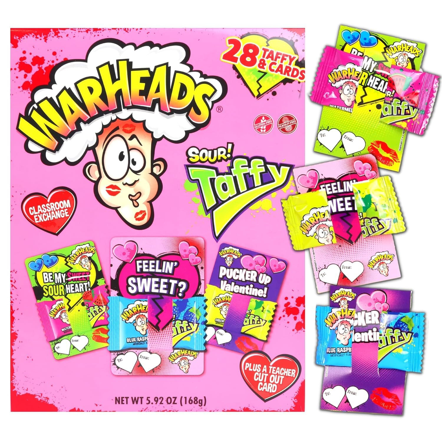 Warheads Sour Taffy Candy - Classroom Exchange with Cards - 5.92 oz BB ...