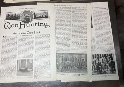 Vintage Raccoon Hunting Magazine Print Article 1920’s | eBay
