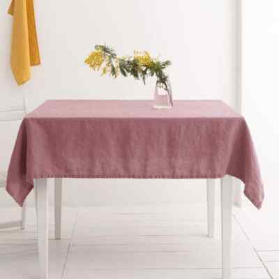 100% Pure Linen Tablecloth Natural Fabric Decoration Solid Color Table ...