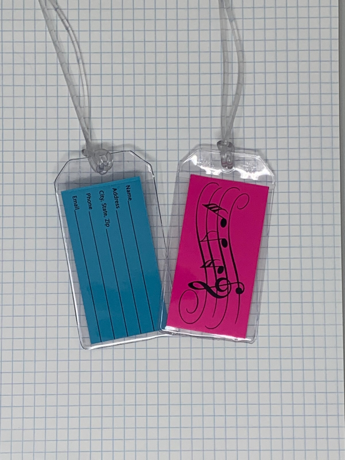 Instrument Case Tag, Clear or with Colored Insert, with Strap | eBay