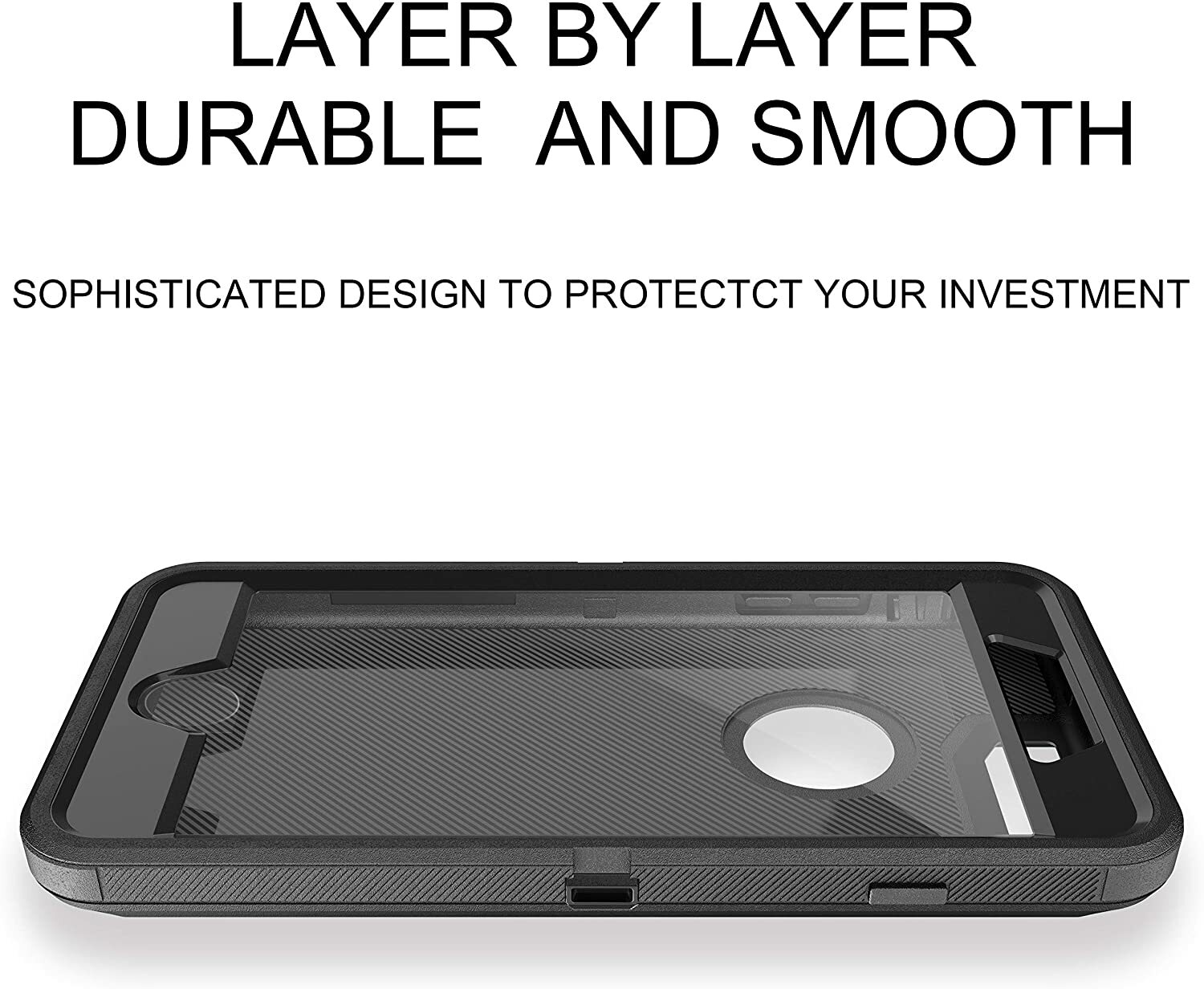 For iPhone 8 Plus Shockproof Defender Black Phone Case Cover with Belt ...