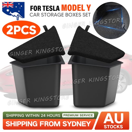 For Tesla Model Y Car Rear Trunk Storage Box Trunks Organizer Side ...