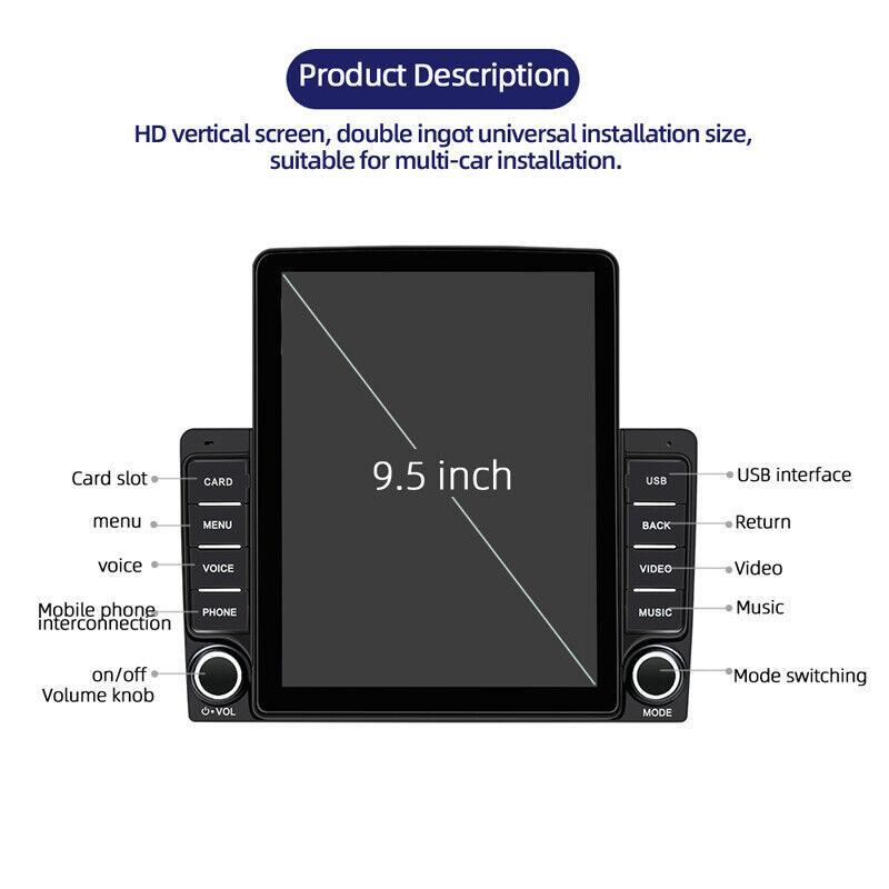 Vertical Screen Player 9.5 Inch Car FM Radio Stereo Carplay GPS Navi FM ...