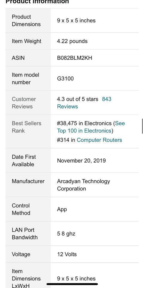 Verizon Fios Home Router Modem G3100 Wi-Fi Technology G 3100 No Power ...
