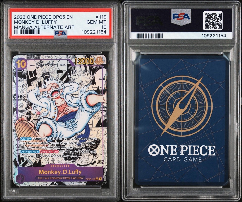 One Piece CCG Monkey.D.Luffy Manga Alternate Art OP05-119 PSA 10 Gem ...