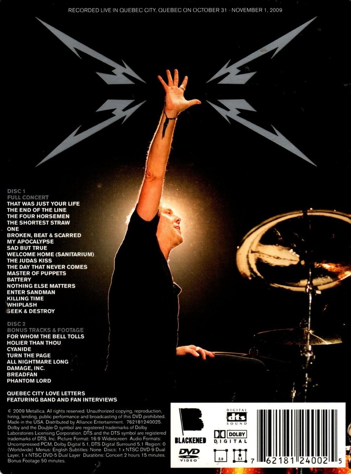Metallica: Quebec Magnetic (DVD, 2012, 2-disc set) 762181240025 | eBay