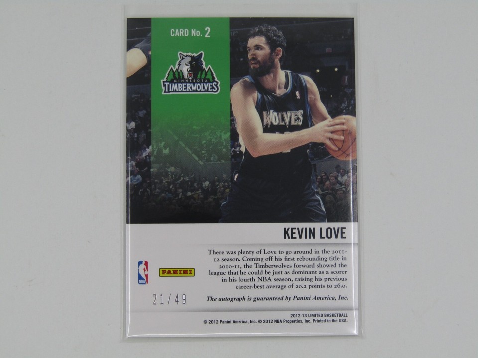 KEVIN LOVE 2012-13 LIMITED GLASS CLEANERS AUTOGRAPH AUTO! #21/49 ...