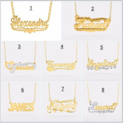 Personalized Sterling Silver Gold Any Name Plate Script Chain Necklace ...