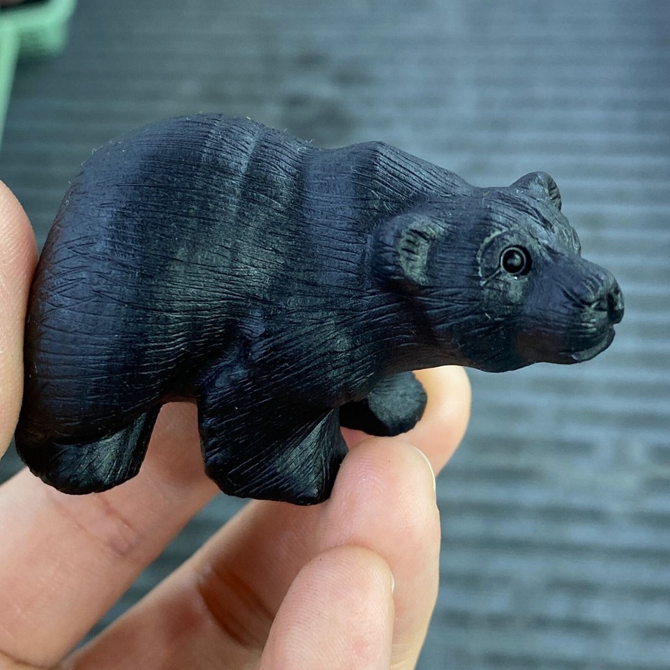 1pc Natural obsidian bear skull carved quartz crystal animal skull ...
