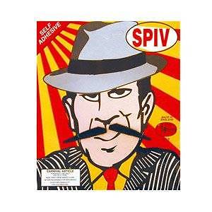 Black Spiv Moustache 1920s Gangster Fancy Dress Costume Accessory Stick ...
