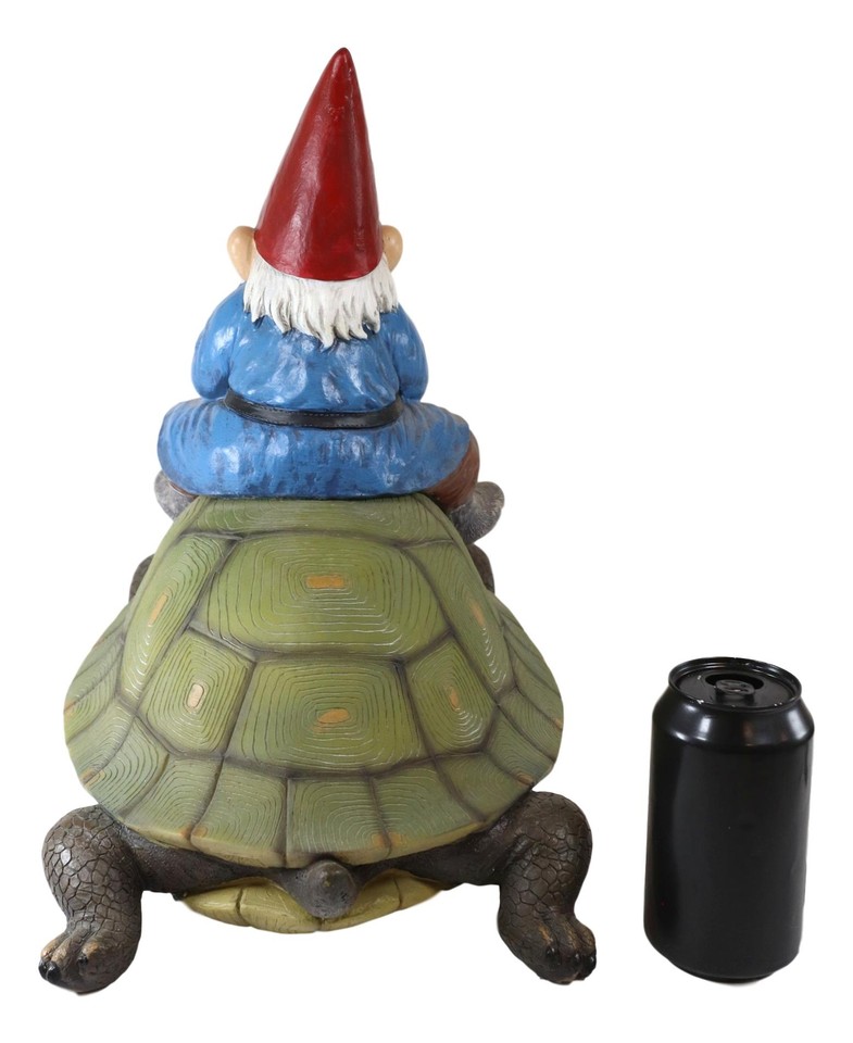 Ebros Large Whimsical Mr. Gnome Riding Giant Turtle Garden Statue 17.25 ...