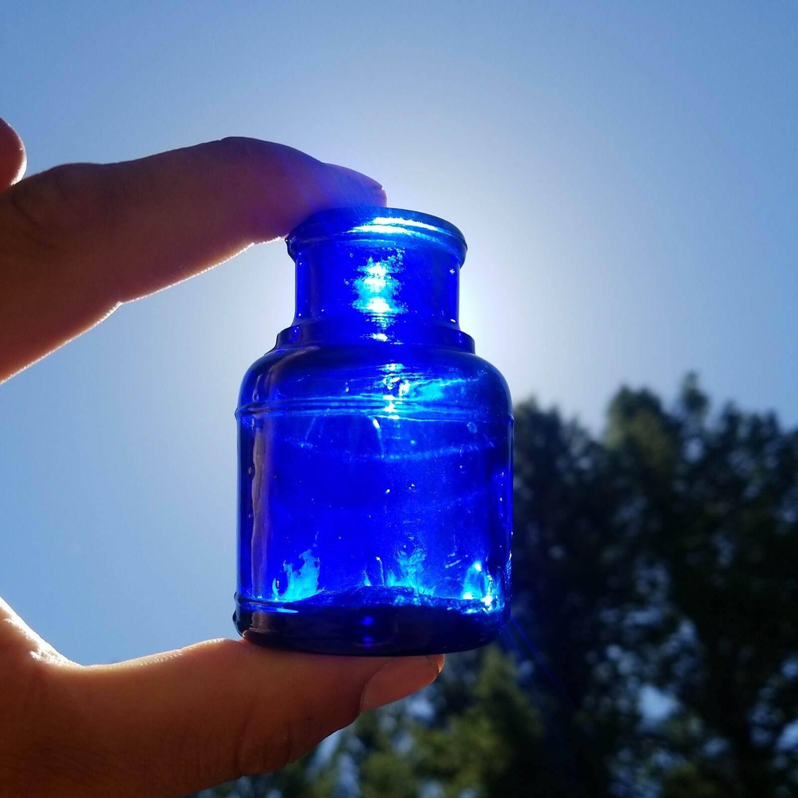 Perfect Antique Pair of Cobalt Blue Ink Wells ! Clean Old Blue Ink ...