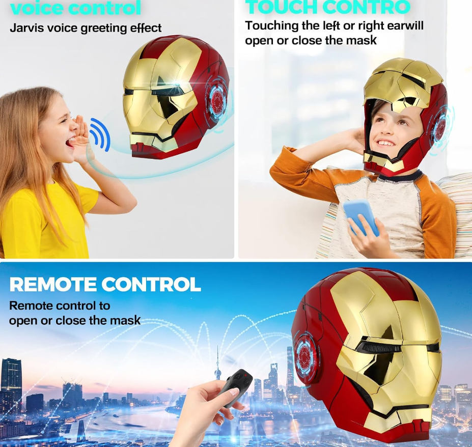 Iron Man Gold MK5 Helmet Electronic Voice Activated Open&Close Mask ...