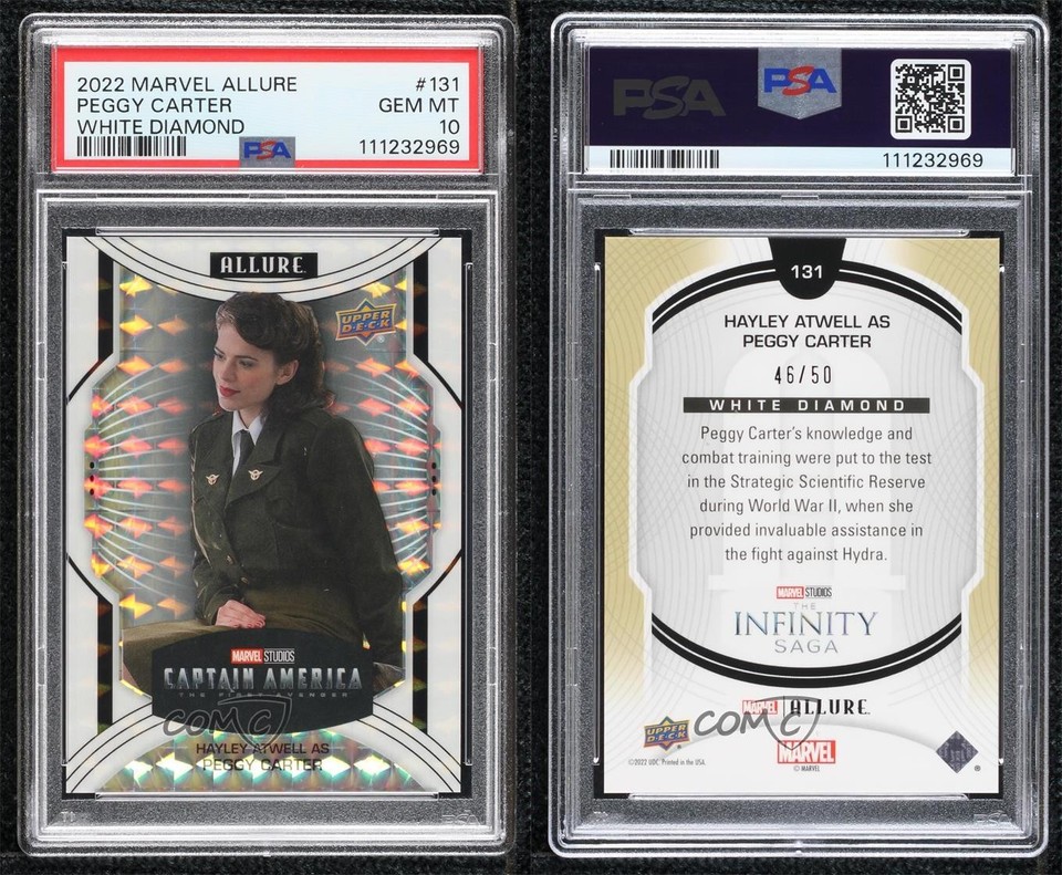 2022 Marvel Allure White Diamond 46/50 as Peggy Carter Hayley Atwell ...