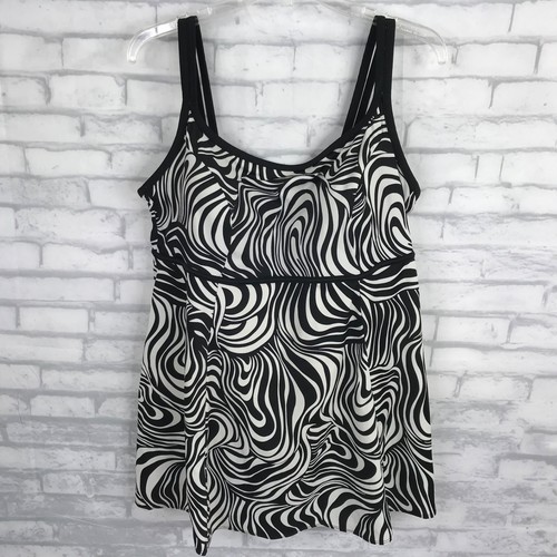 Longitude Womens Size 20W Blue Print One-Piece Swimsuit Swimdress Black ...