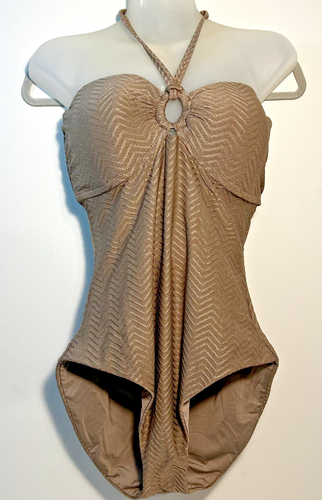 Trina Turk One Piece Swimsuit Size 12 bronze brown metallic keyhole ...