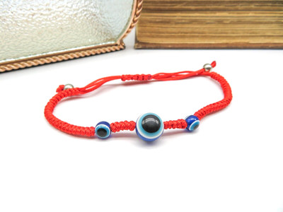 Blue White Evil Eye Glass Bead Red Cord Shamballa Bracelet R49 | eBay