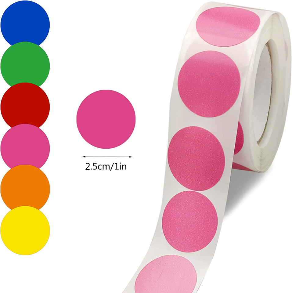 3000 Pieces 1 Inch round Removable Color-Code Dot Stickers Circle Dots ...
