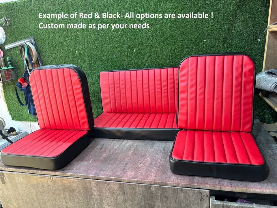 COMPLETE SEAT CUSHION SET FOR JEEP CJ2A CJ3A CJ3B - Red& White -Front ...