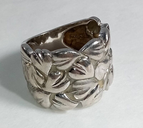 Sterling Leaf Pattern Ring Size 5.5 - 6.5 | eBay