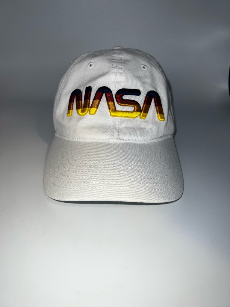 NASA mad engine worm logo embroidered white hat - Gem