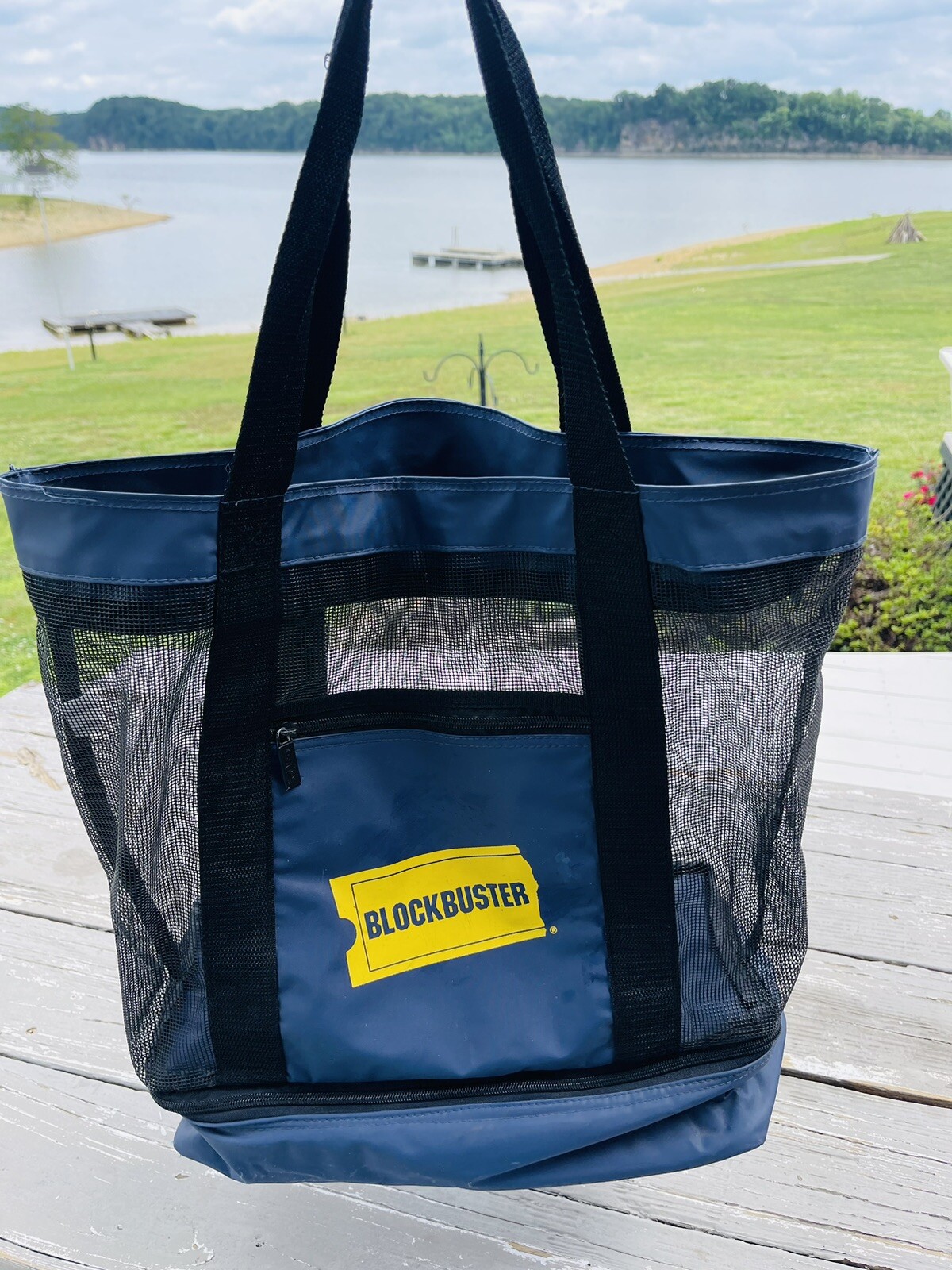 Vintage 1990s Blockbuster Video blue Messenger Tote Zip Bag RARE | eBay