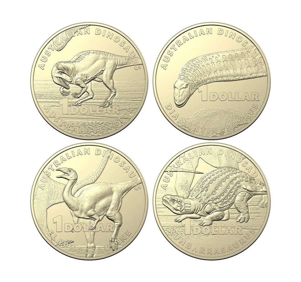 🦕4 X COMPLETE BAG SET🦖DINOSAUR $1 ONE DOLLAR COIN UNCIRCULATED 🦕80 ...