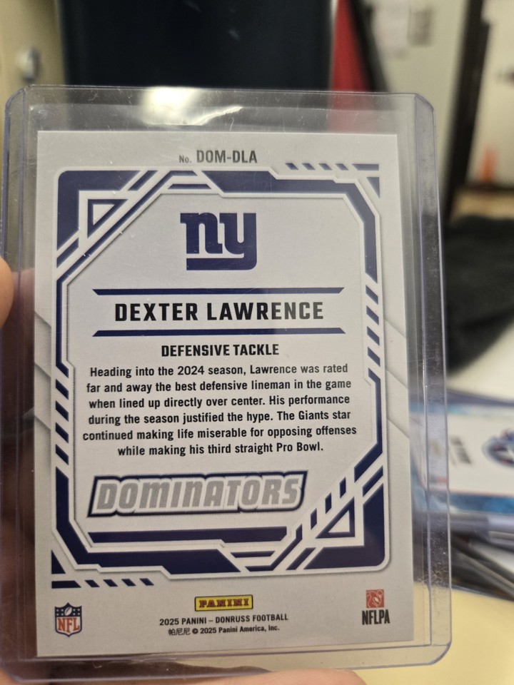 Dexter Lawrence 2025 Panini Donruss Dominators Card #DOM-DLA New York ...
