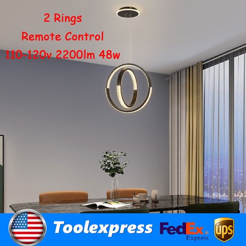 Modern 2 Rings LED Chandelier Dimmable Pendant Light Fixture with ...