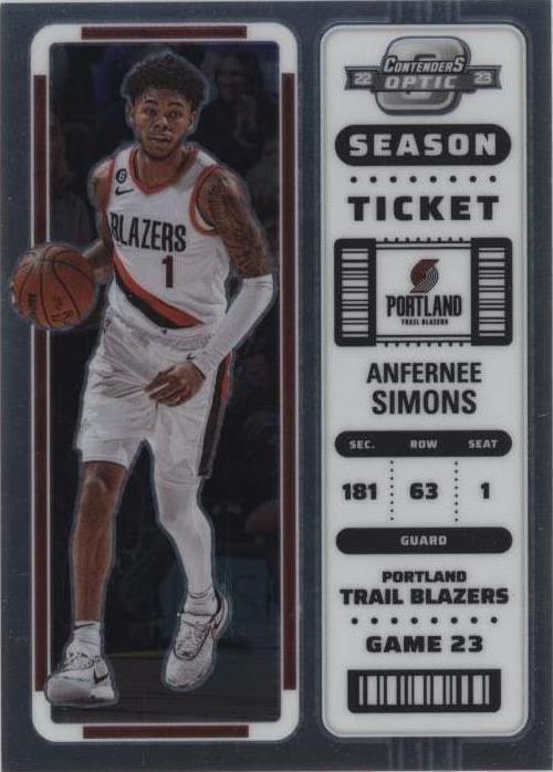 2022-23 Panini Contenders Optic - Season Ticket Anfernee Simons #85 for ...