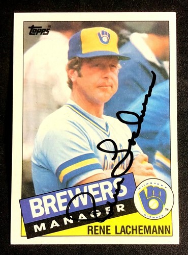 Milwaukee Brewers RENE LACHEMANN signed autographed auto 1985 TOPPS ...