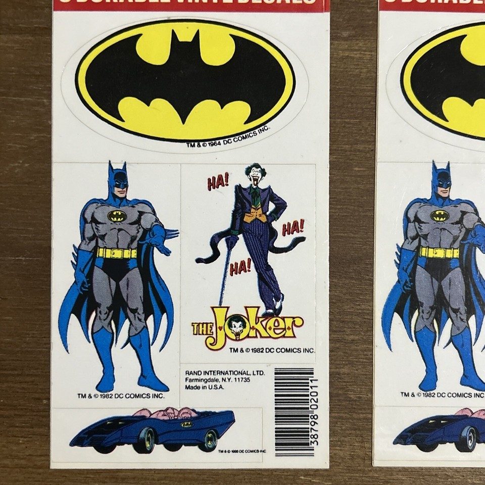 (2) Batman & Joker (Vinyl Decals, 1982) stickers, DC Comics, 80s RETRO ...