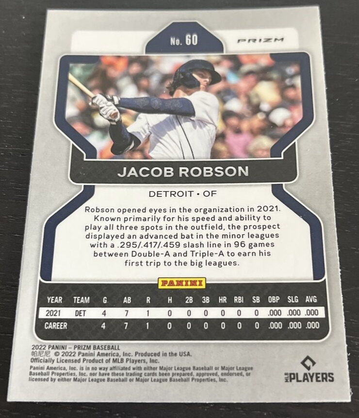 2022 Panini Prizm - Jacob Robson - #60 - RC - Detroit - White Wave ...