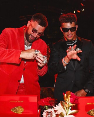 Travis Kelce & Patrick Mahomes SBLVIII Rings Kansas City Chiefs 8x10 ...