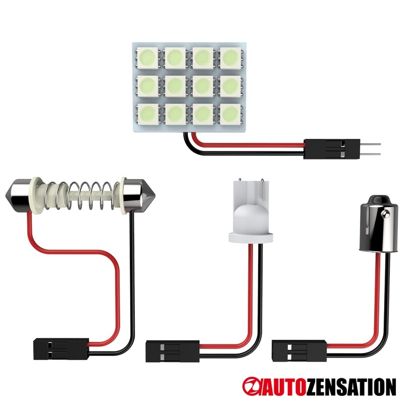 Interior LED Light Panel 12 SMD 12V+ Dome T10 BA9s Adapters | eBay