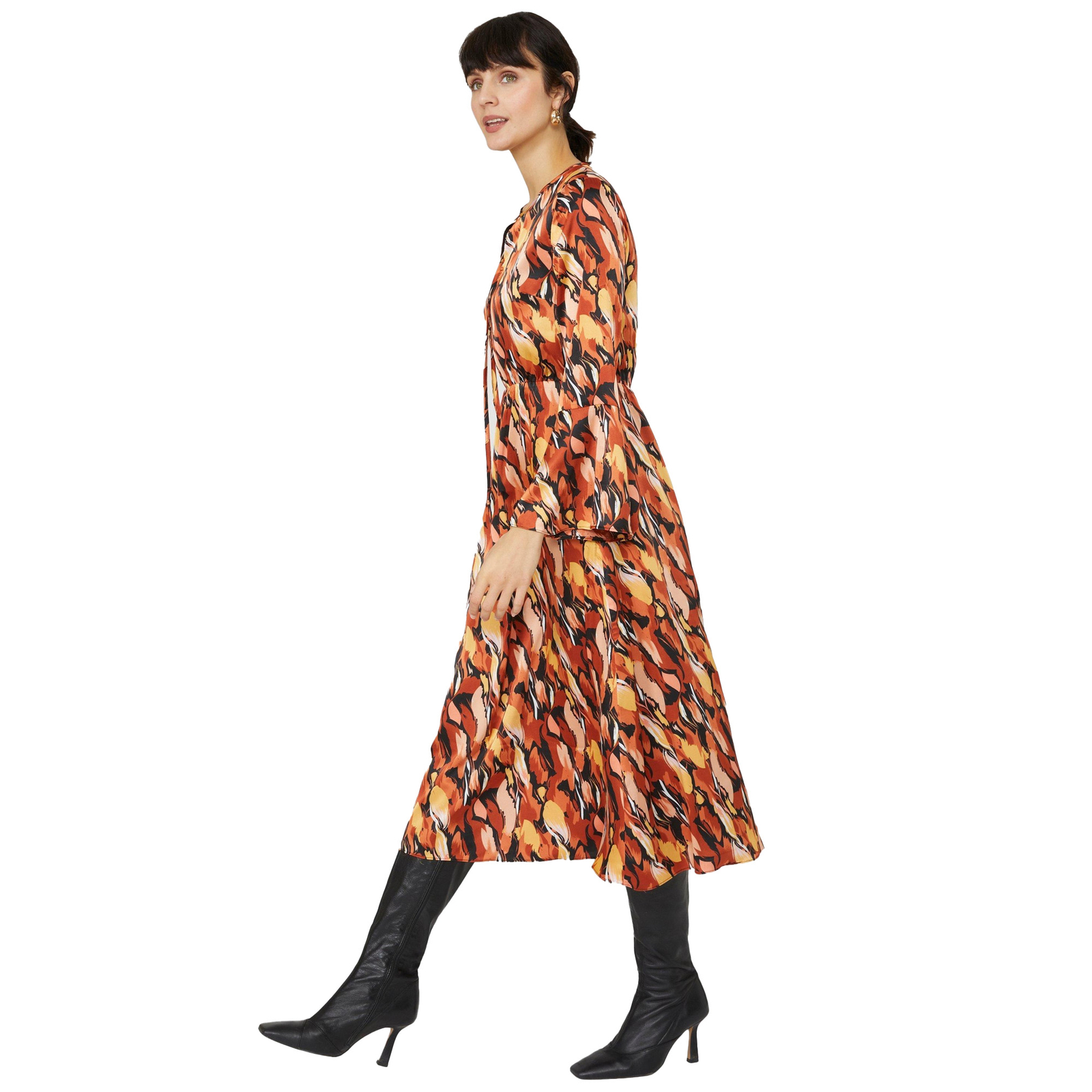 Principles Womens/Ladies Printed Tie Neck Midi Dress (DH3856) | eBay