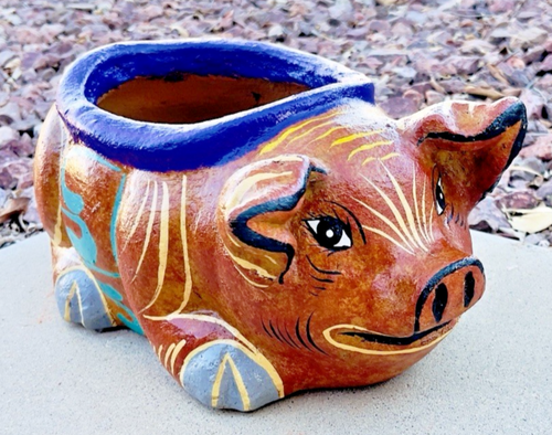 Terracotta Clay Pottery Planter Pig Pot Handmade Rustic 15" Mexico | eBay