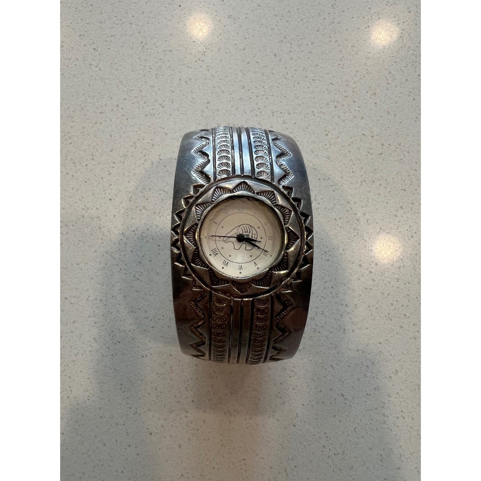 Carson B Sterling Silver Native American Navajo Style Cuff Watch Women ...