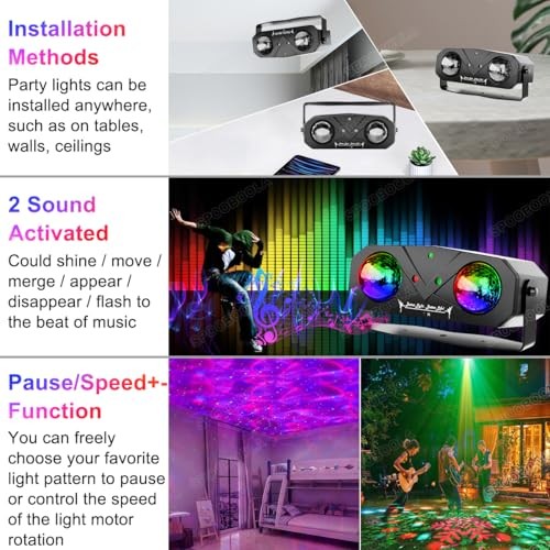 Party Disco Ball, Dj Disco Ocean Star Projector Dance Light Sound ...