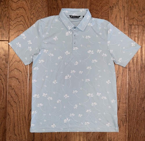 NWOT Travis Matthew Polo Golf Shirt Large Good Time Feeling Blue Floral ...