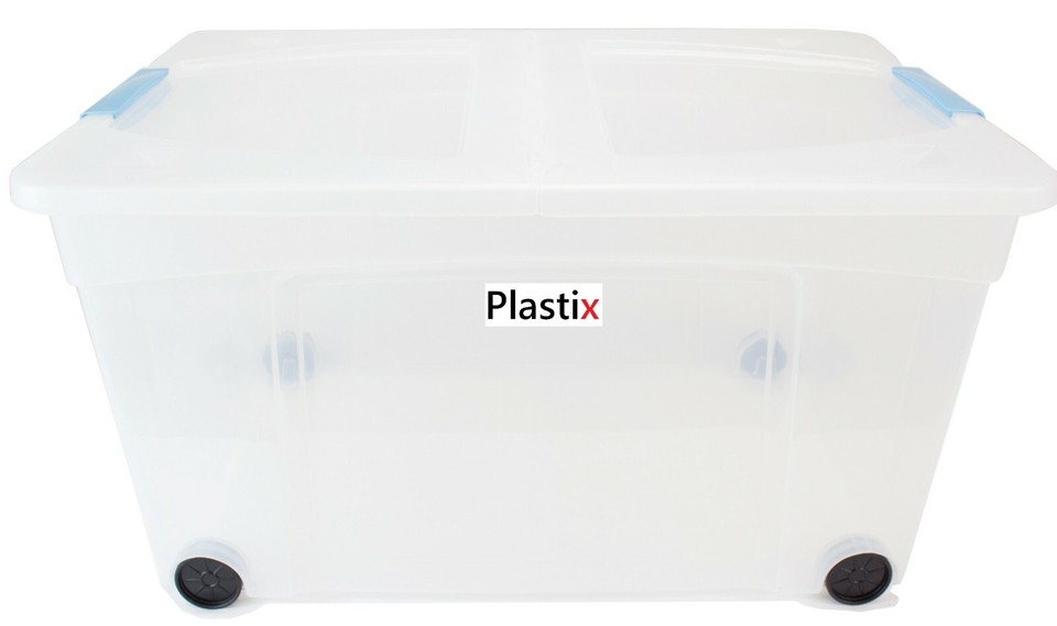 Plastic Storage Box Clear Boxes with Lids Clip Locking Large Store Home ...