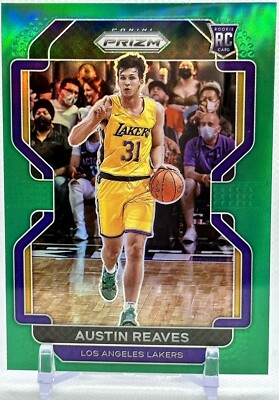 2021 -2022 Panini Prizm Austin Reaves Green Prizm Rookie #165 LA Lakers ...