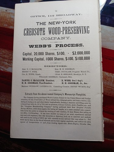 1871 Print Ad NEW YORK CREOSOTE WOOD PRESERVING CO. Webbs Process Gen ...